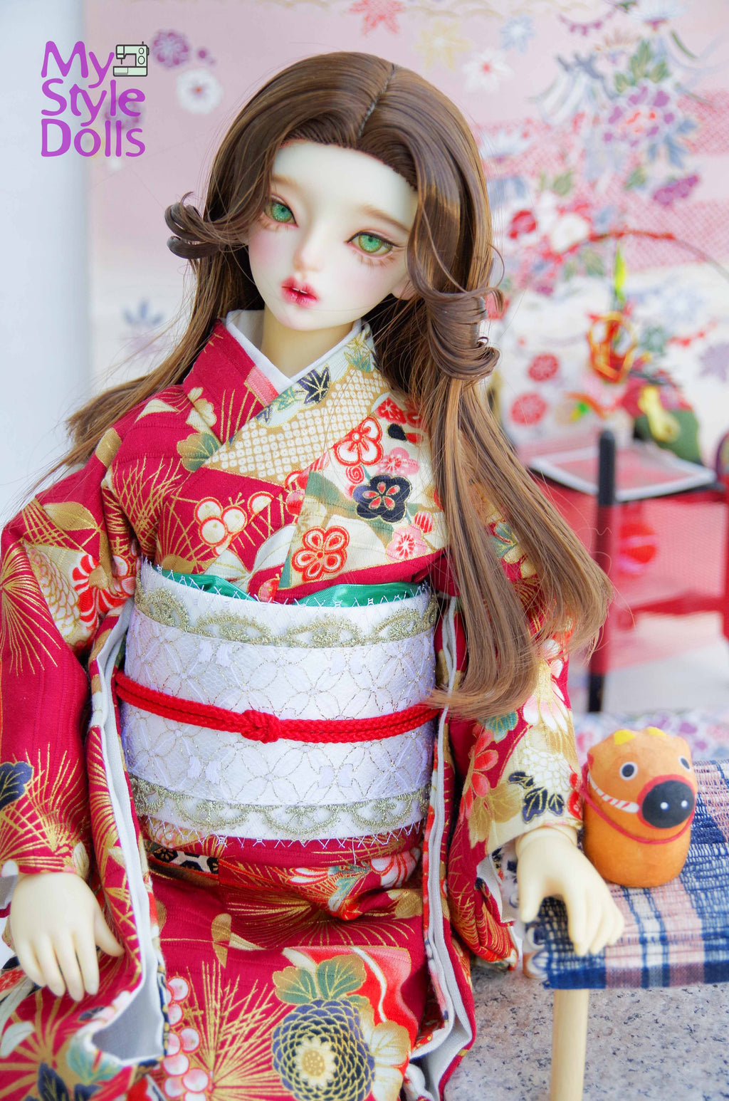 ドール服セット [TJ-002] ゴージャス！ フラワーレッド着物 – My Style Dolls