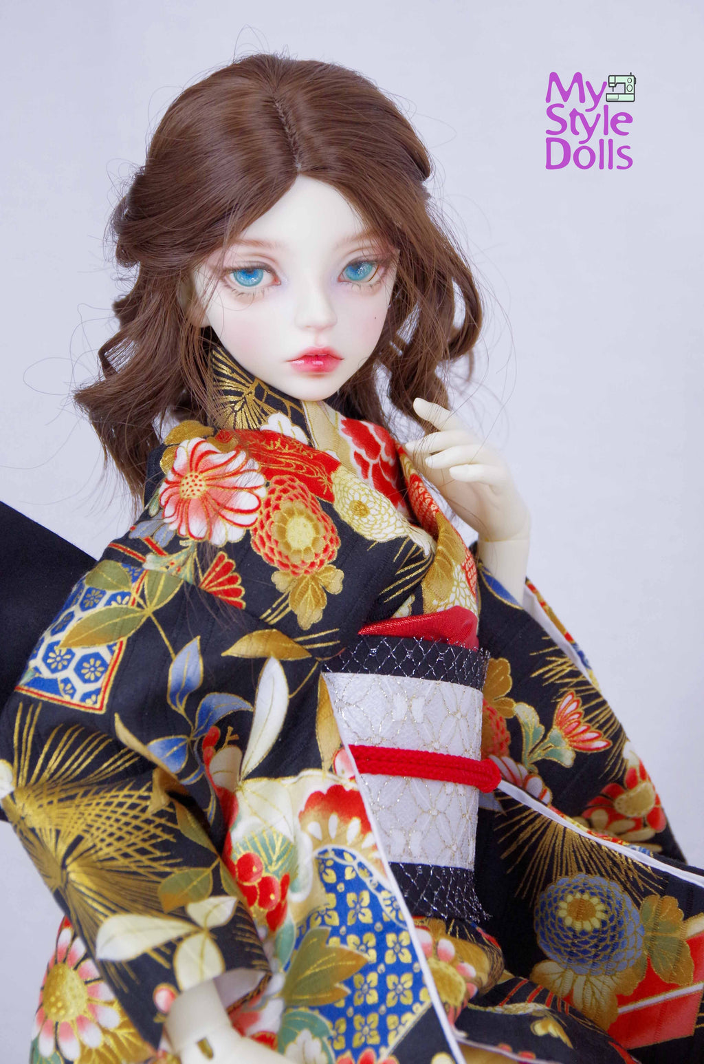 Doll Clothes Set [TJ-001] Gorgeous! Flower Black Kimono – My Style Dolls